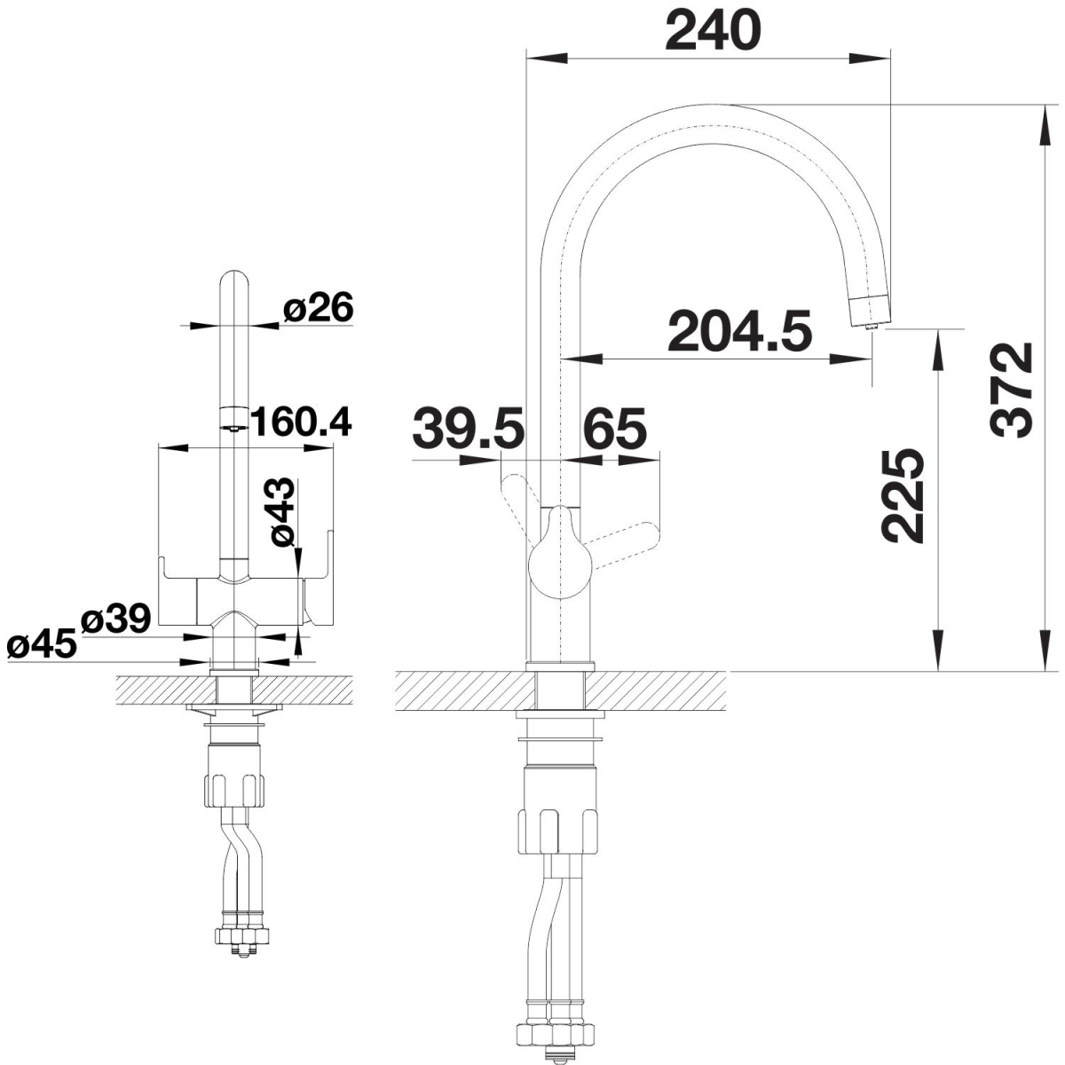 Wasserhahn Blanco TRIMA C-Auslauf Chrom Küchenarmatur